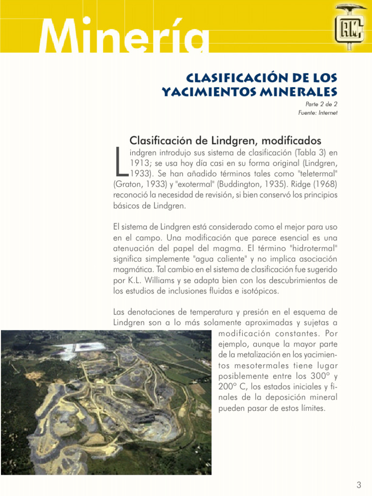Clasificación de Los Yacimientos de Minerales Part. 2 | PDF | Minerales | Roca (geología)