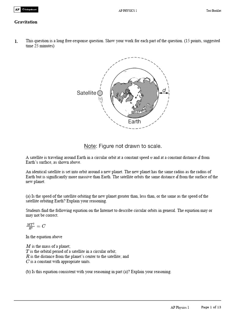 AP Physics 1 - Gravitation Questions | Download Free PDF | Orbit | Mass