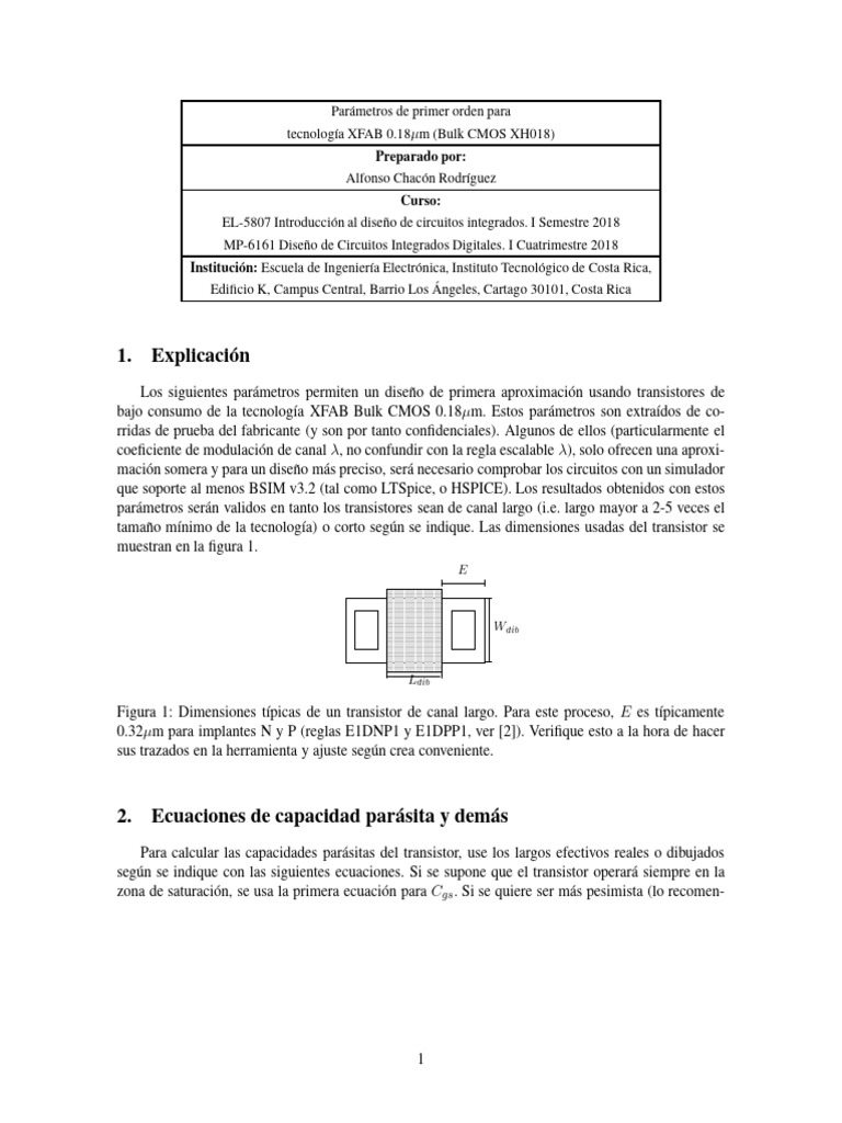 XFAB XH018 Param 1er Orden | Descargar gratis PDF | Transistor | Mosfet