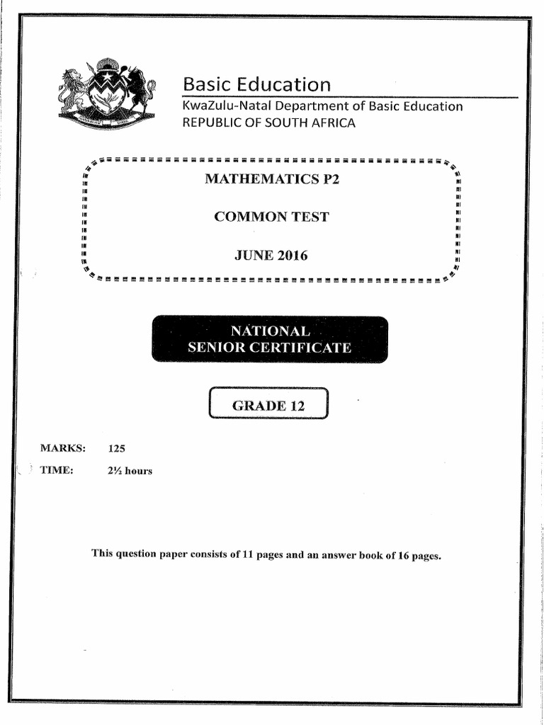 2016 Maths P2 June QP Memo | PDF