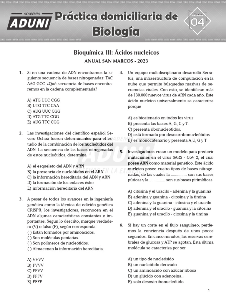 B - ASM - Dom - Sem 04 | PDF | Adn | Rna