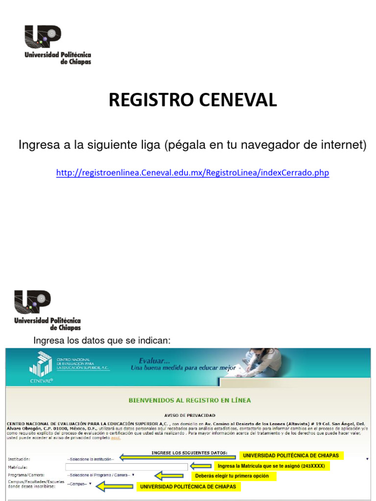 Tutorial para completar tu registro CENEVAL 2024 2 | PDF