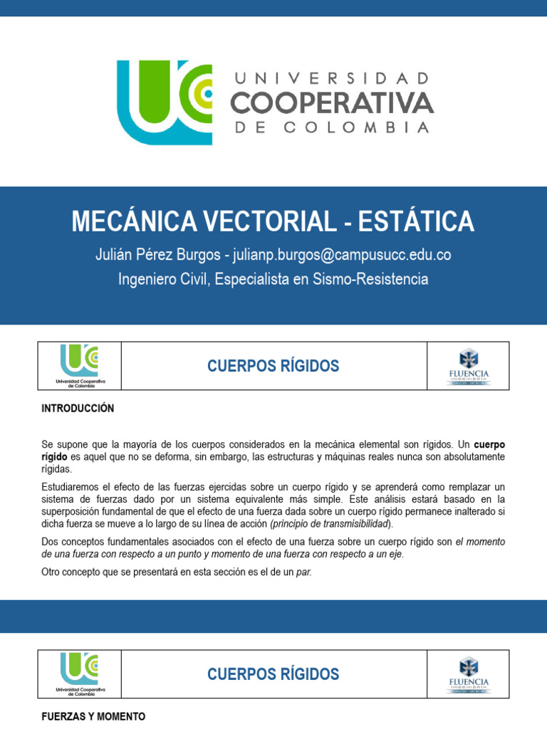 UCC-Estática-Semana-5 | PDF | Vector Euclidiano | Esfuerzo de torsión