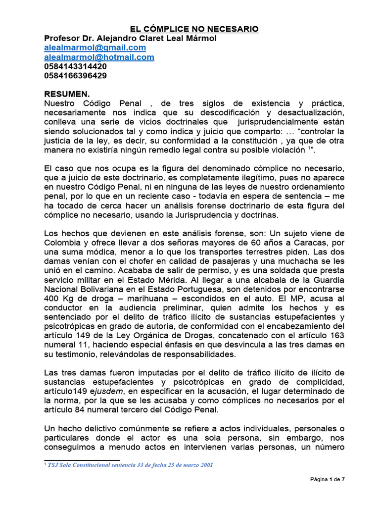 EL COMPLICE NO NECESARIO | PDF | Derecho penal | Castigos