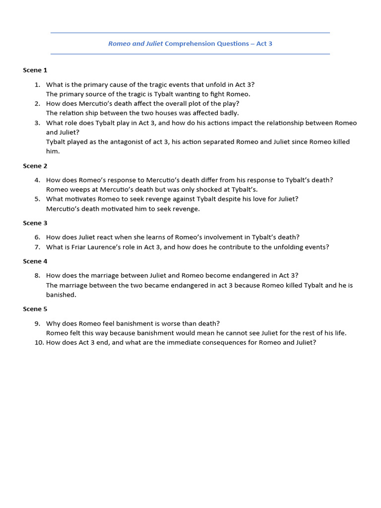 Act 3 Insights: Romeo and Juliet | PDF