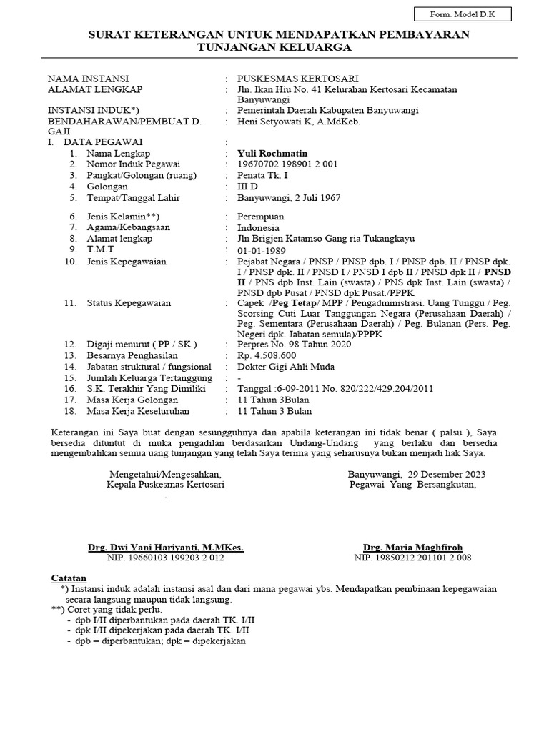 Form Model DK Yuli R | PDF