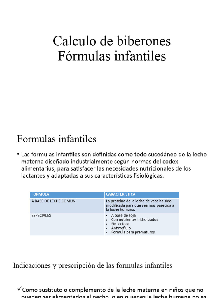 3 Calculo de Biberones y Formuilas Infantiles - PPTX Mariana M. | PDF ...