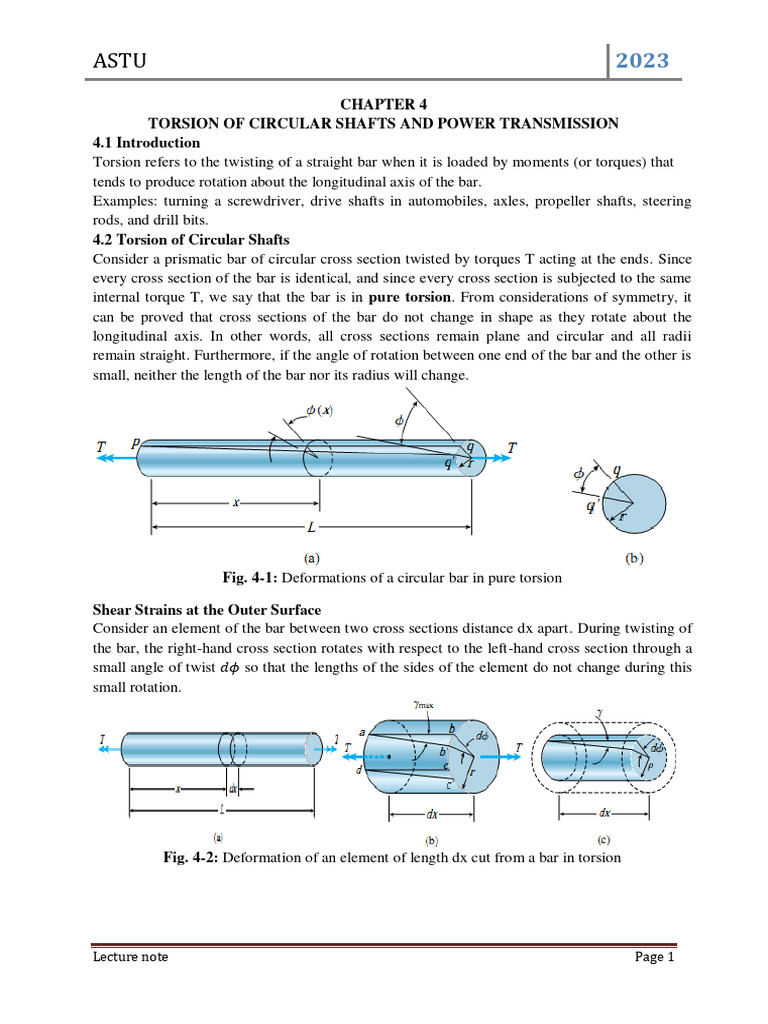 SoM Chapter 4 | PDF | Torque | Stress (Mechanics)