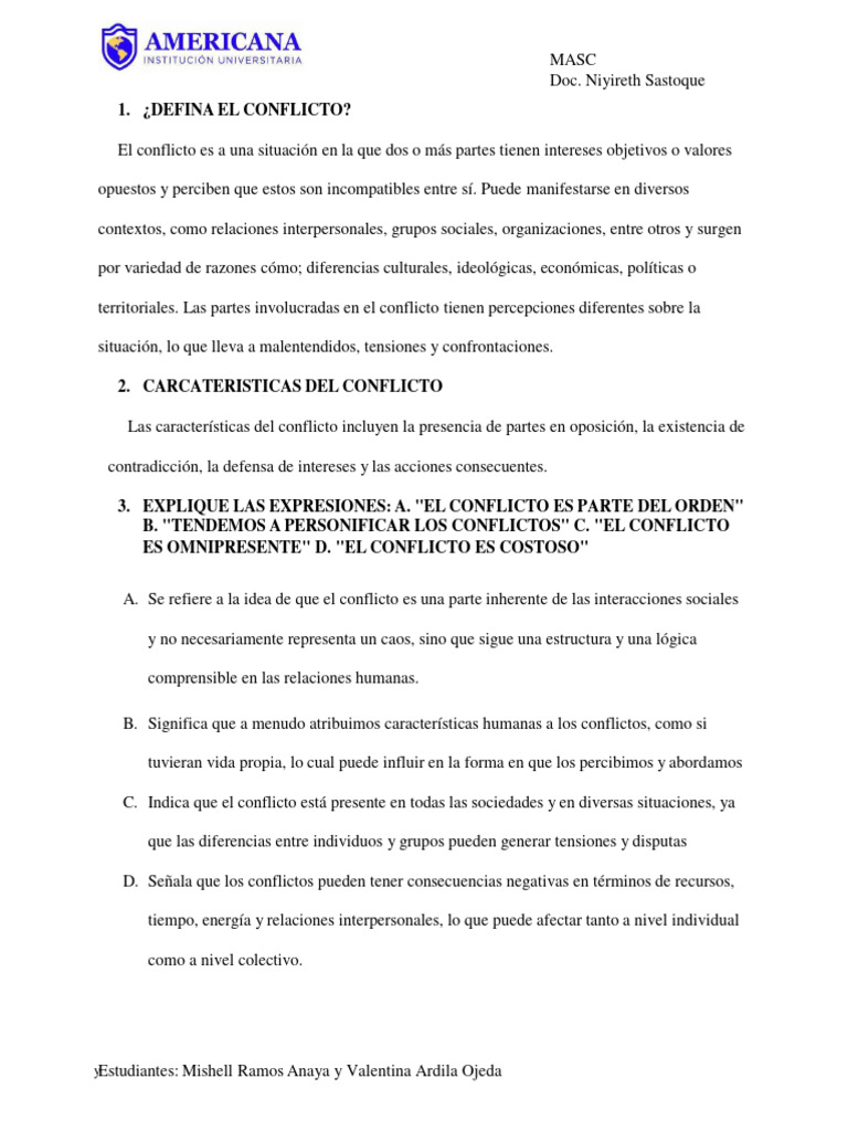 Actividad N°1 Masc. | PDF | Conflicto (proceso) | Sicología