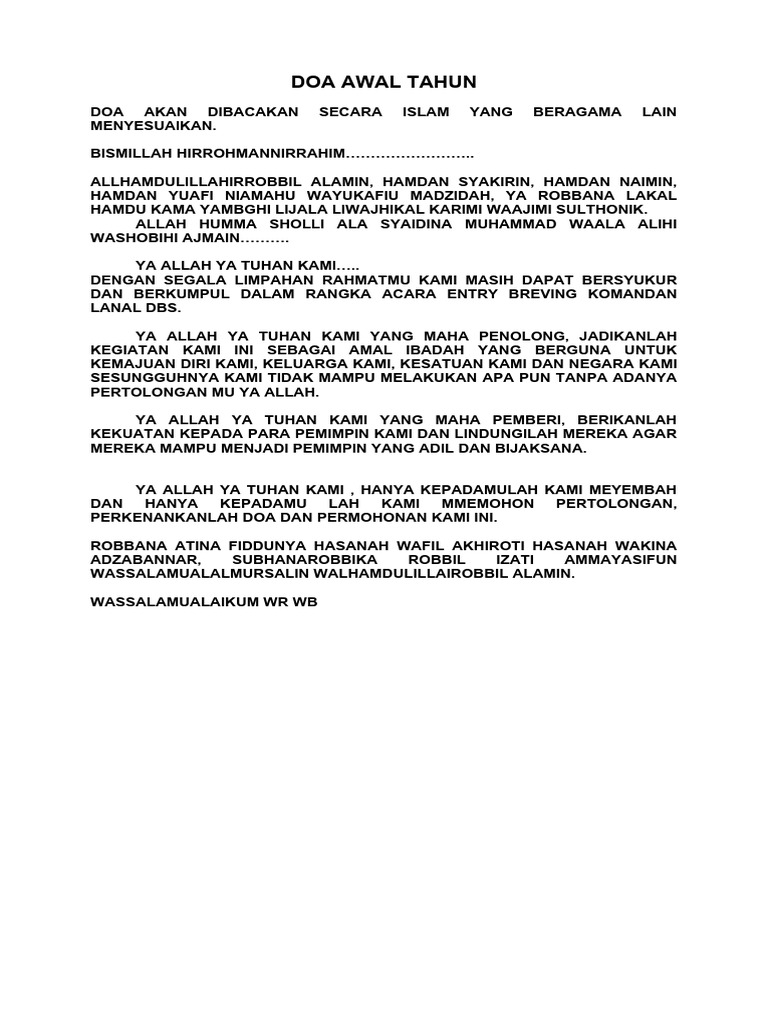 Doa Acara Pembukaan Surya Bharkara Jaya Tni Al | PDF