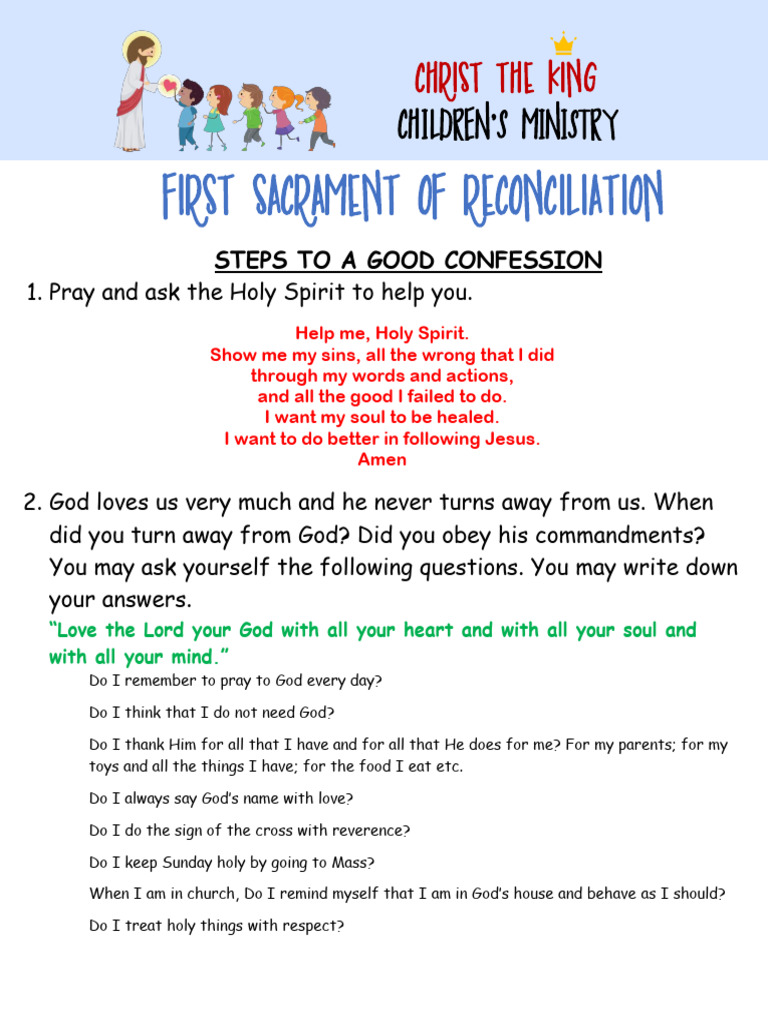 STEPS To A GOOD FIRST CONFESSION | PDF | Penance | Confession (Religion)