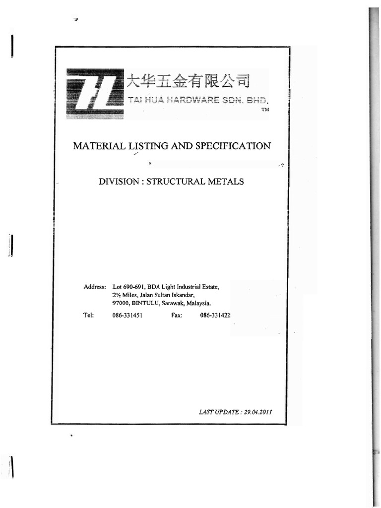 Material Listing & Specification (Structural Metals) | PDF | Pipe ...