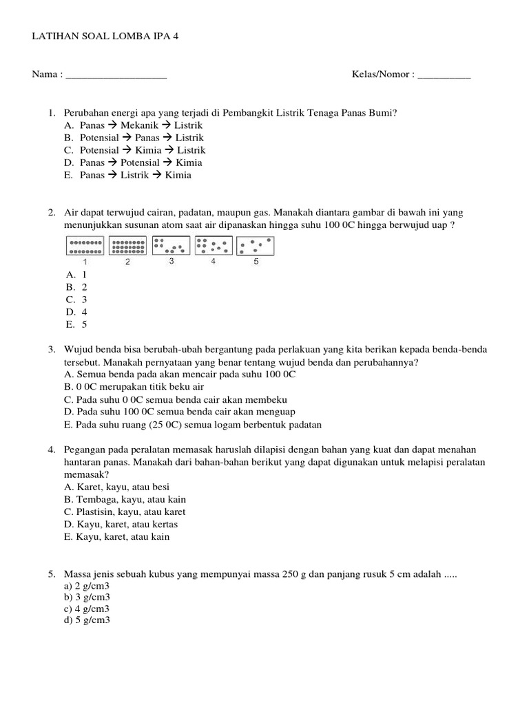 Latihan Soal Lomba Ipa 4 | PDF