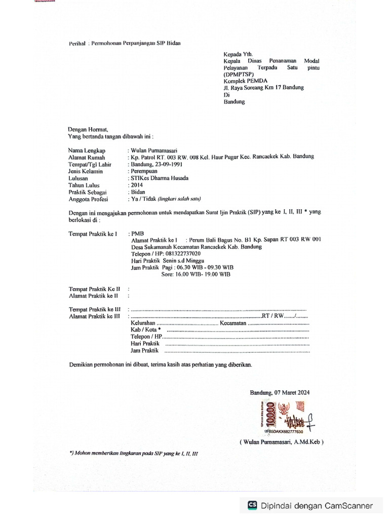 Permohonan Perpanjang Sip | PDF