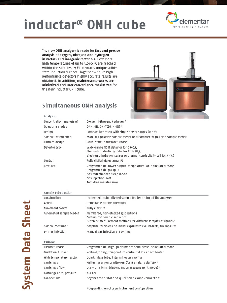 System Data Sheet Inductar Onh Cube En Pdf Sensor Physical Sciences