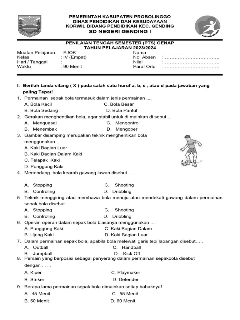 Soal Pts Genap Kelas 4 | PDF