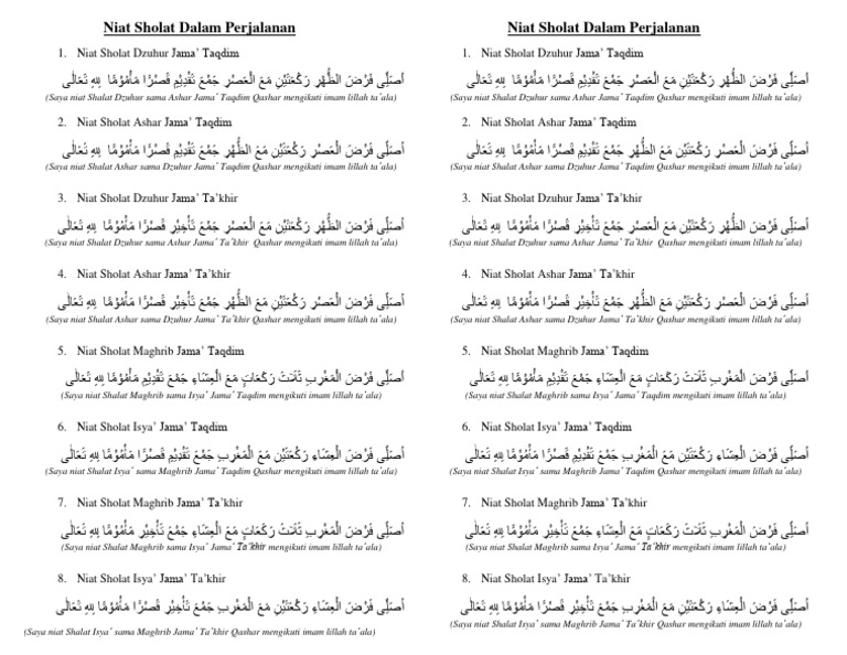 Panduan Niat Sholat Jama' Qashar | PDF | Fundamentalisme Islam | Agama ...