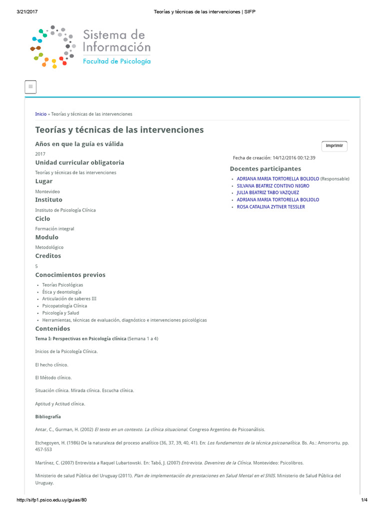 Teorías y Técnicas de Las Intervenciones - SIFP | PDF | Psicología ...