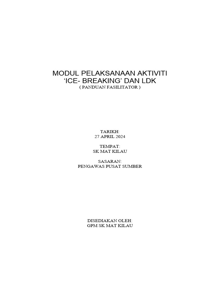Kertas Kerja Kem Kepimpinan Beserta Modul Ldk | PDF