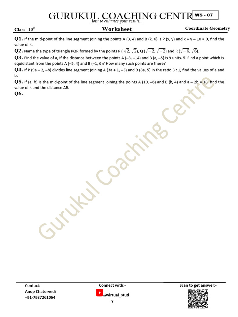 7 Coordinate geom WS | PDF