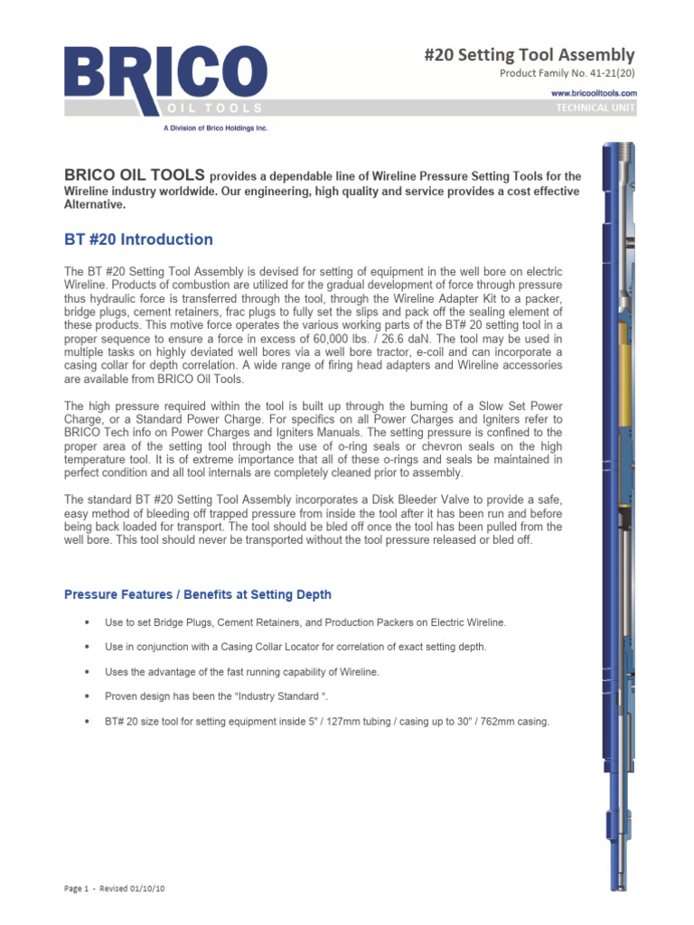 BT20 Setting Tool | PDF | Piston | Mechanical Engineering