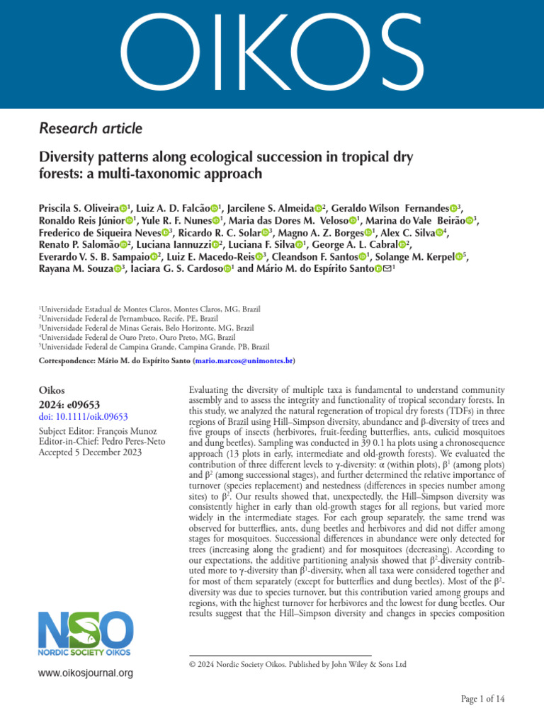 Oikos 2024 | PDF | Biodiversity | Ecosystem