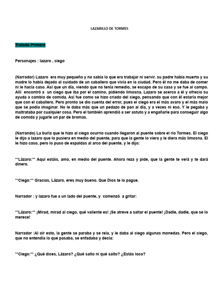 Lazarillo de Tormes | PDF