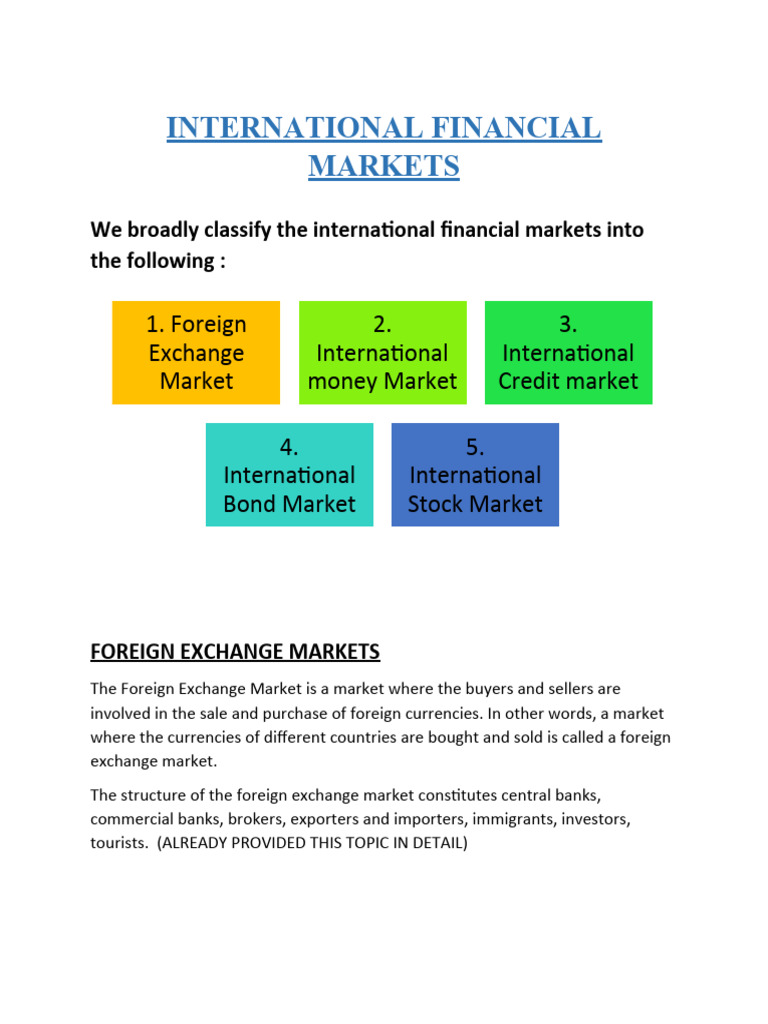 BCom-VI-INTERNATIONAL FINANCIAL MARKETS | PDF | Financial Markets ...