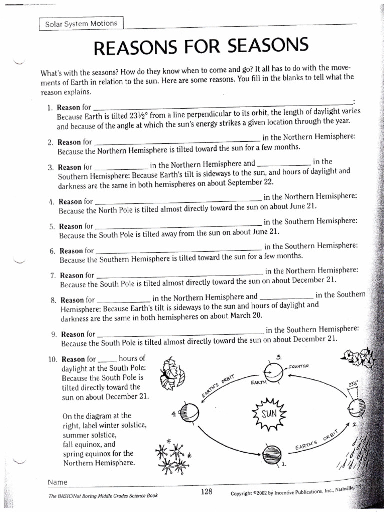 Reasons 4 Seasons Ws | PDF | Planetary Science | Celestial Mechanics