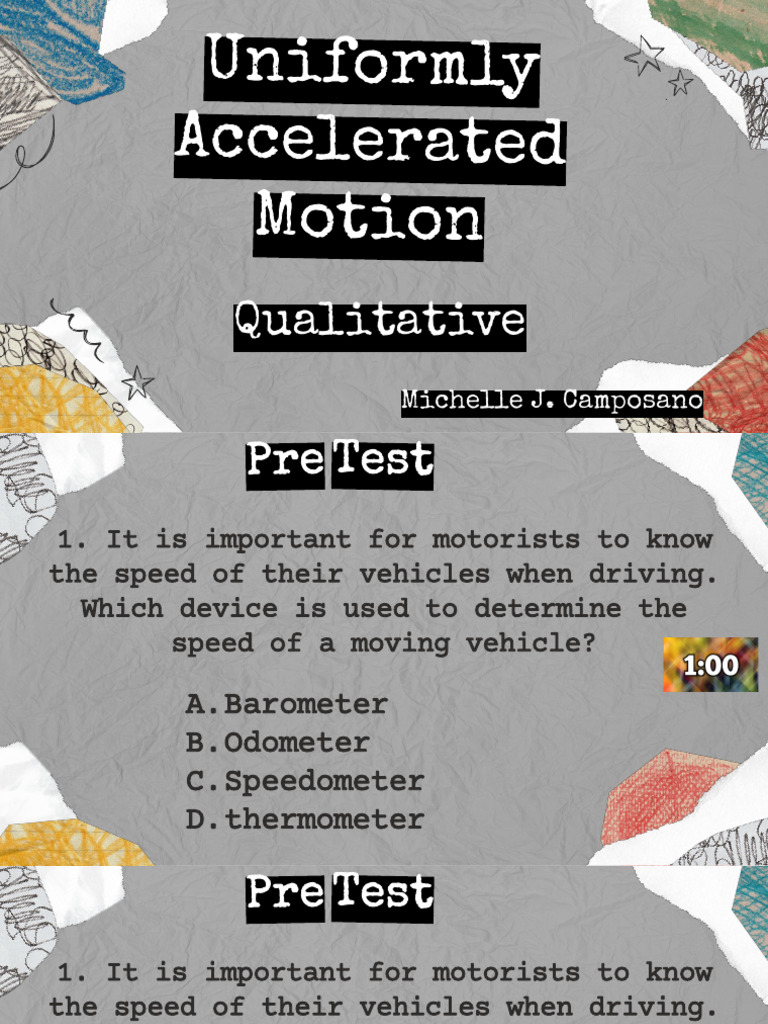 m1 Uniformly Accelerated Motion | PDF | Acceleration | Velocity