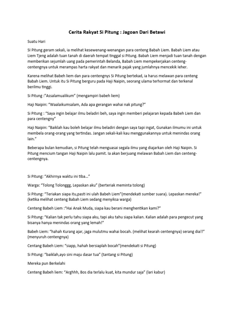 Cerita Rakyat Si Pitung | PDF