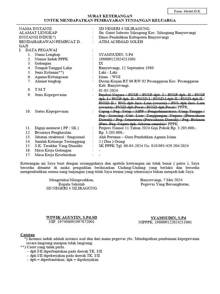 Model DK PPPK Syam | PDF