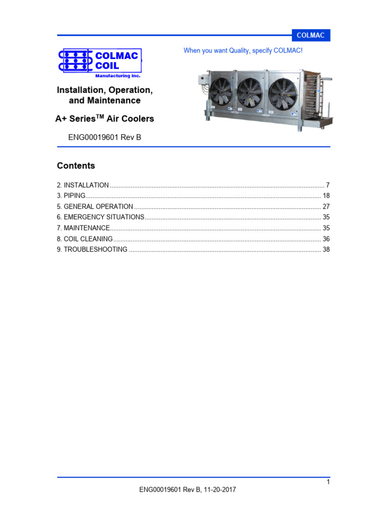 Iom Aplus Series Air Coolers Eng00019601 | PDF | Chemical Engineering | Manufactured Goods