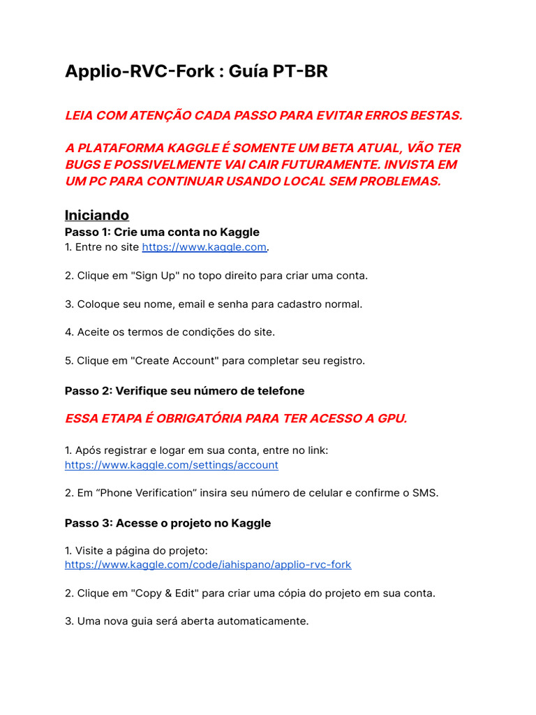 Applio-RVC-Fork - Guia PT-BR | PDF