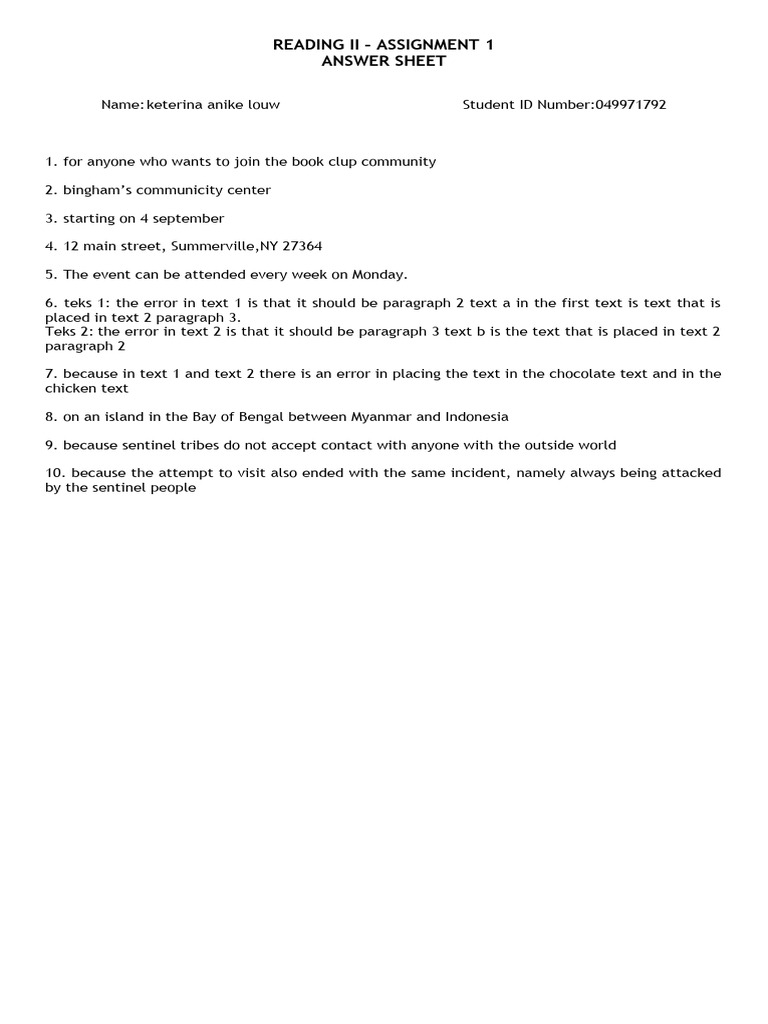 Reading II - Tugas 1 | PDF