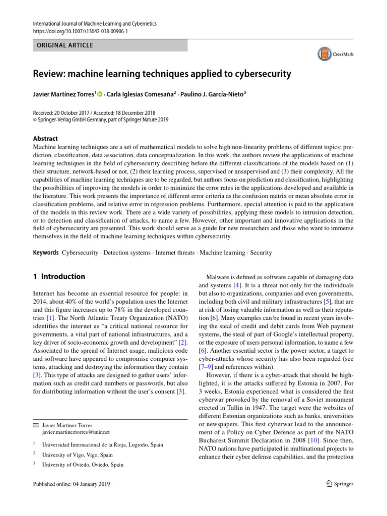 Review Machine Learning Techniques Appli | PDF | Machine Learning | Support Vector Machine