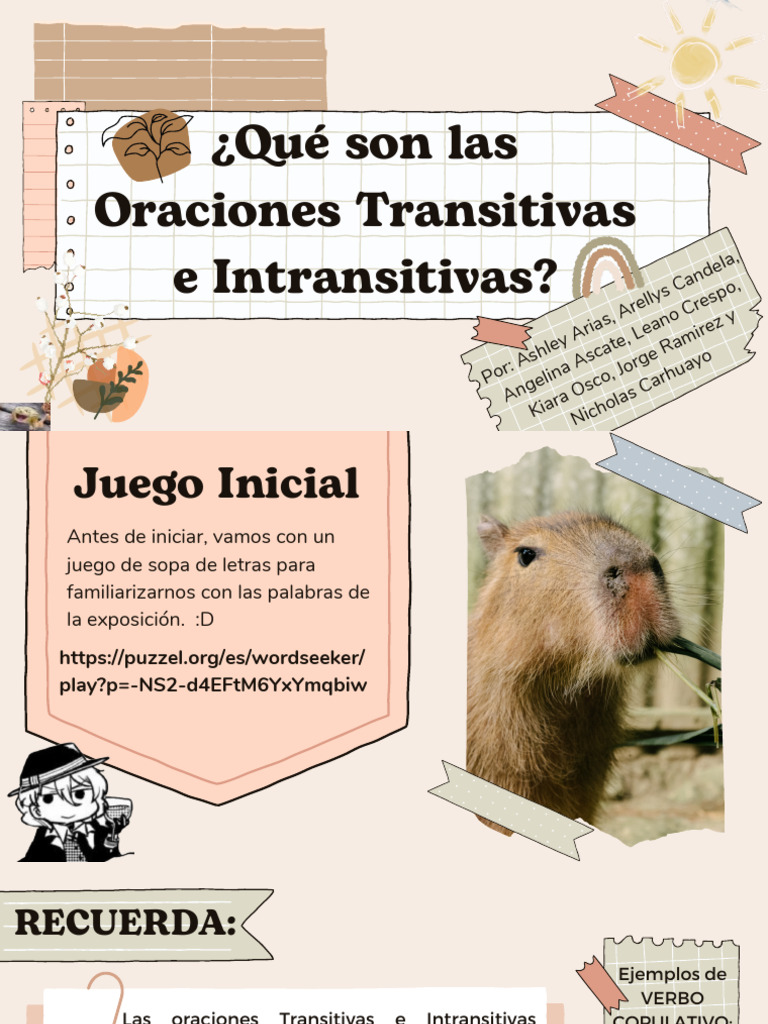 Oraciones Transitivas e Intransitivas GR5 | PDF | Verbo | Mecánica del ...