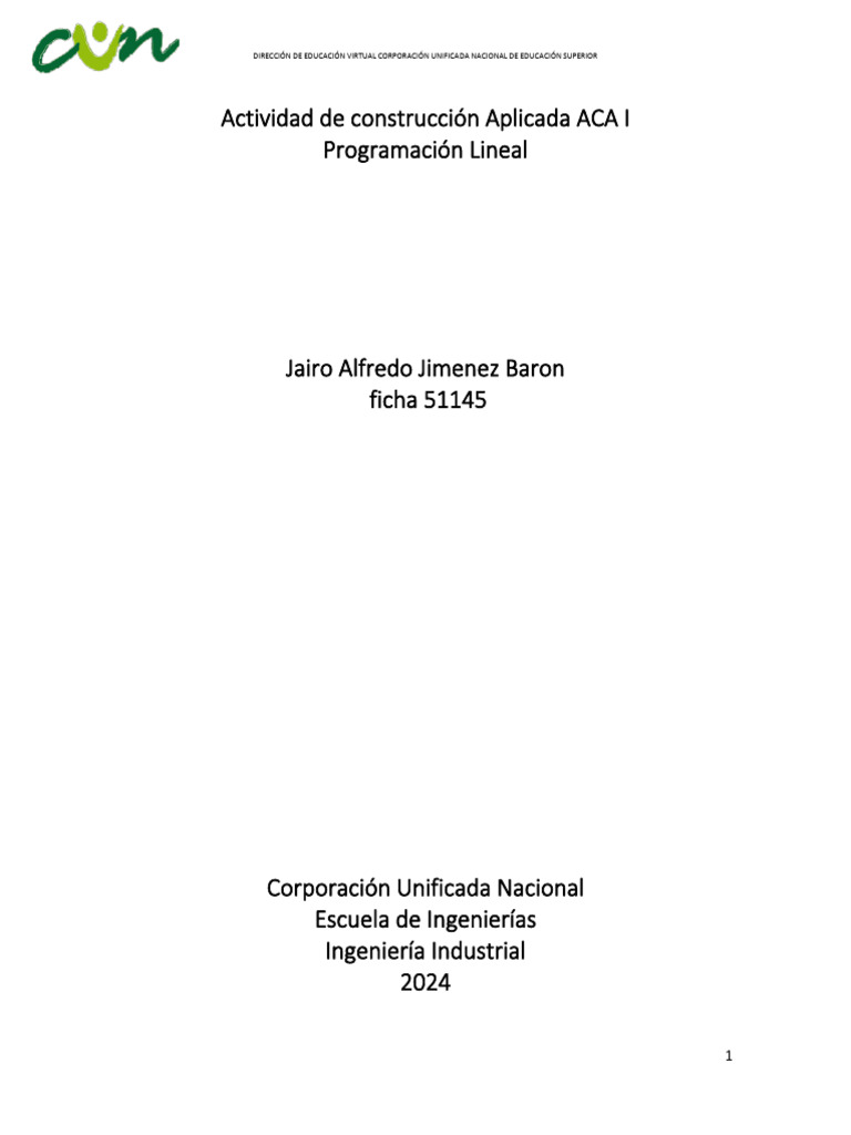 Aca1-Programacion Lineal | PDF | Programación lineal | Ciencias económicas