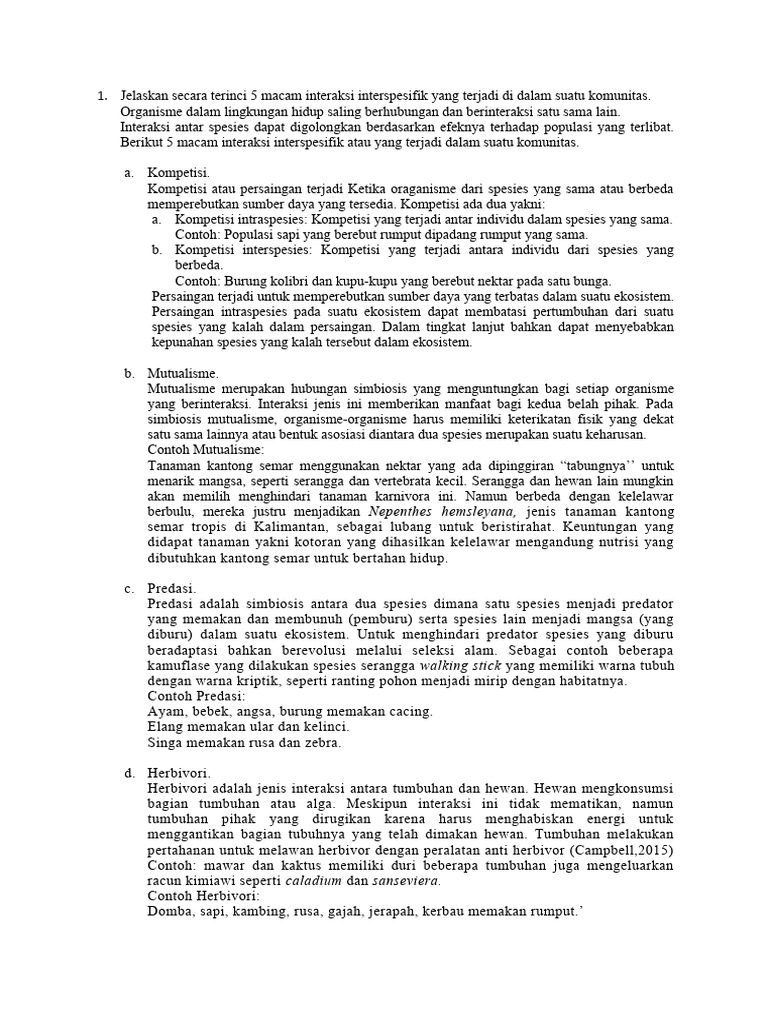 Interaksi Spesies dalam Ekosistem | PDF