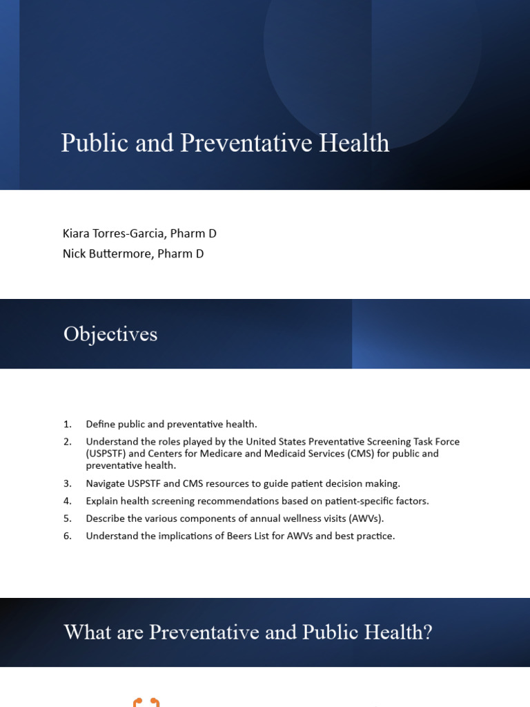 Public & Preventative Health Presentation | PDF | Medicare (United ...