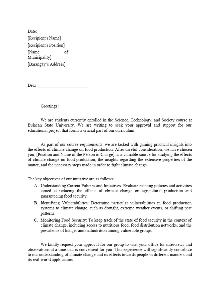 STS Letter of Request and List of Questions | PDF | Food Security ...