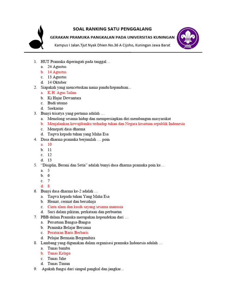Soal Ranking Satu Penggalang 2021 | PDF