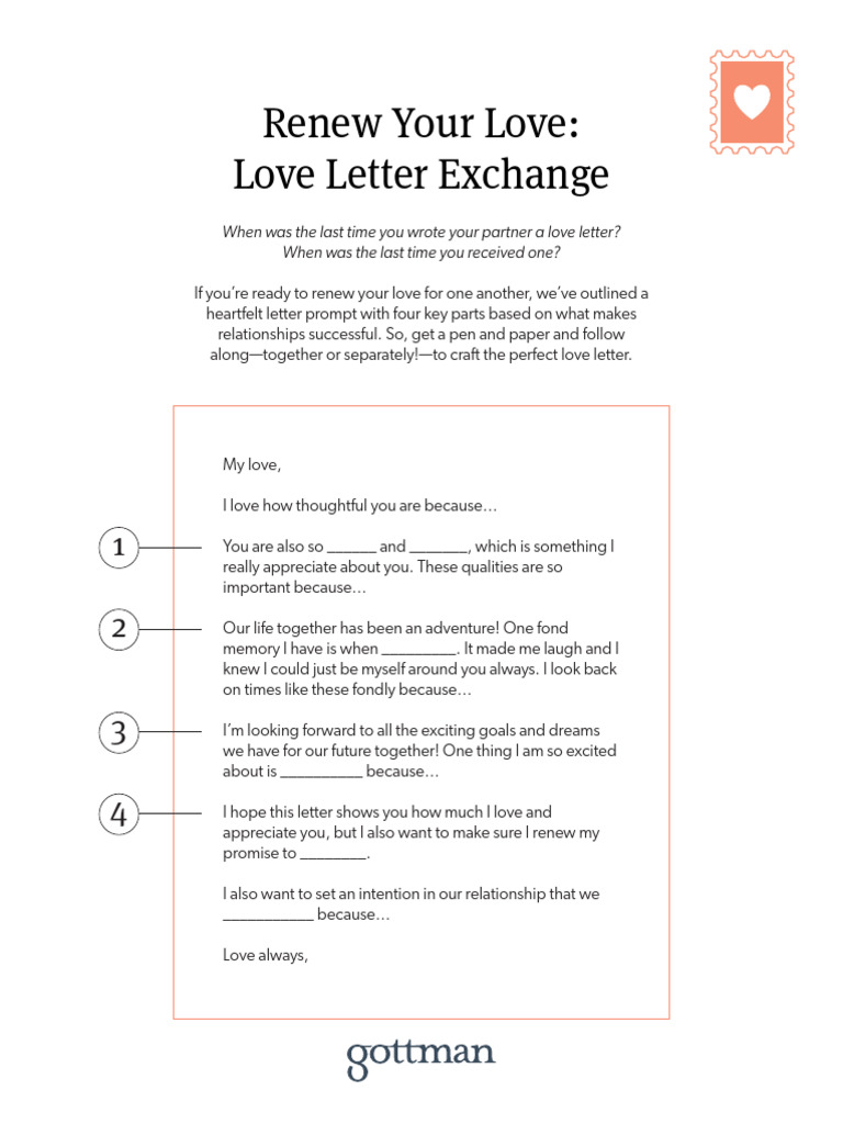 Gottman Institute - Renew Your Love-Love Letter Exchange | PDF