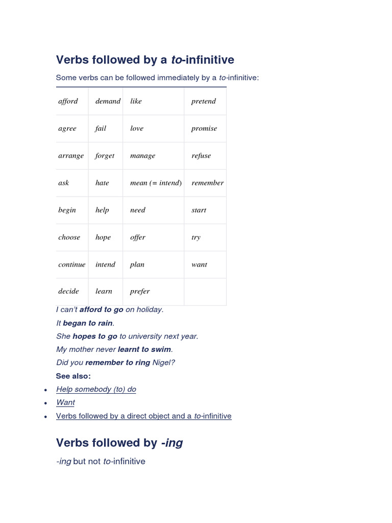 Verb patterns | PDF | Subject (Grammar) | Linguistics