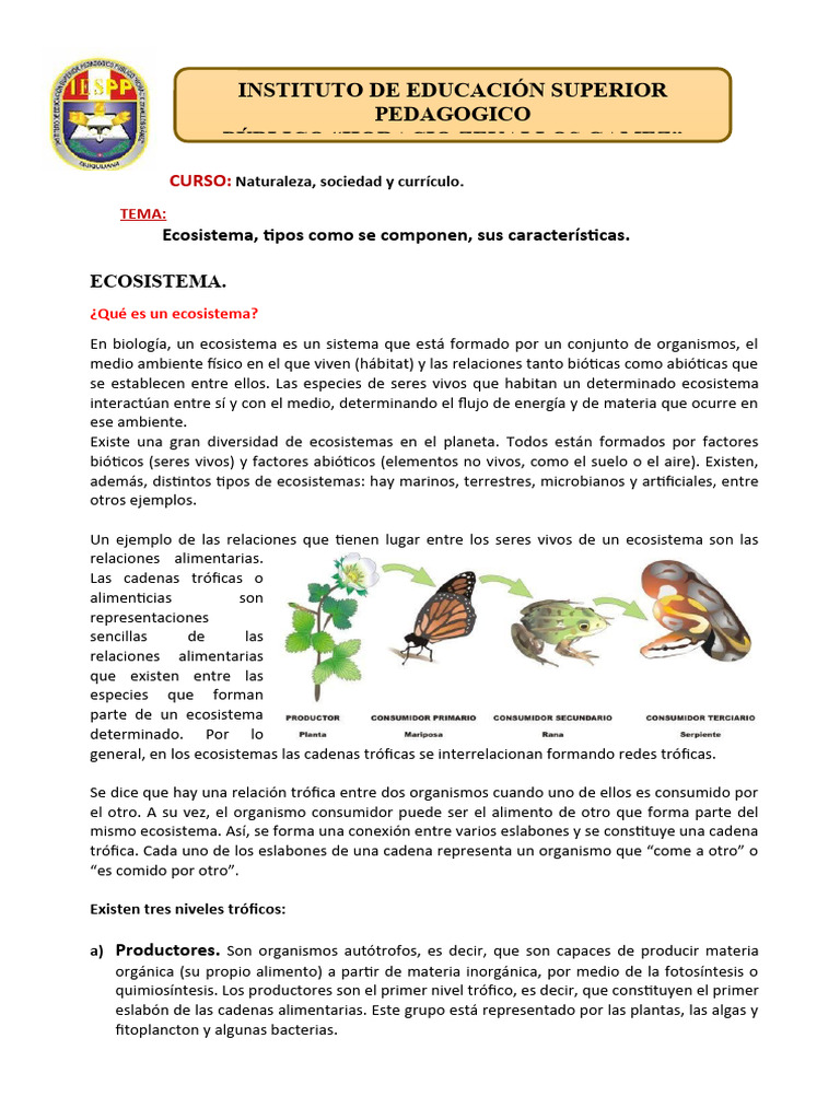 Tipos y características de ecosistemas | PDF | Ecosistema | Habitat