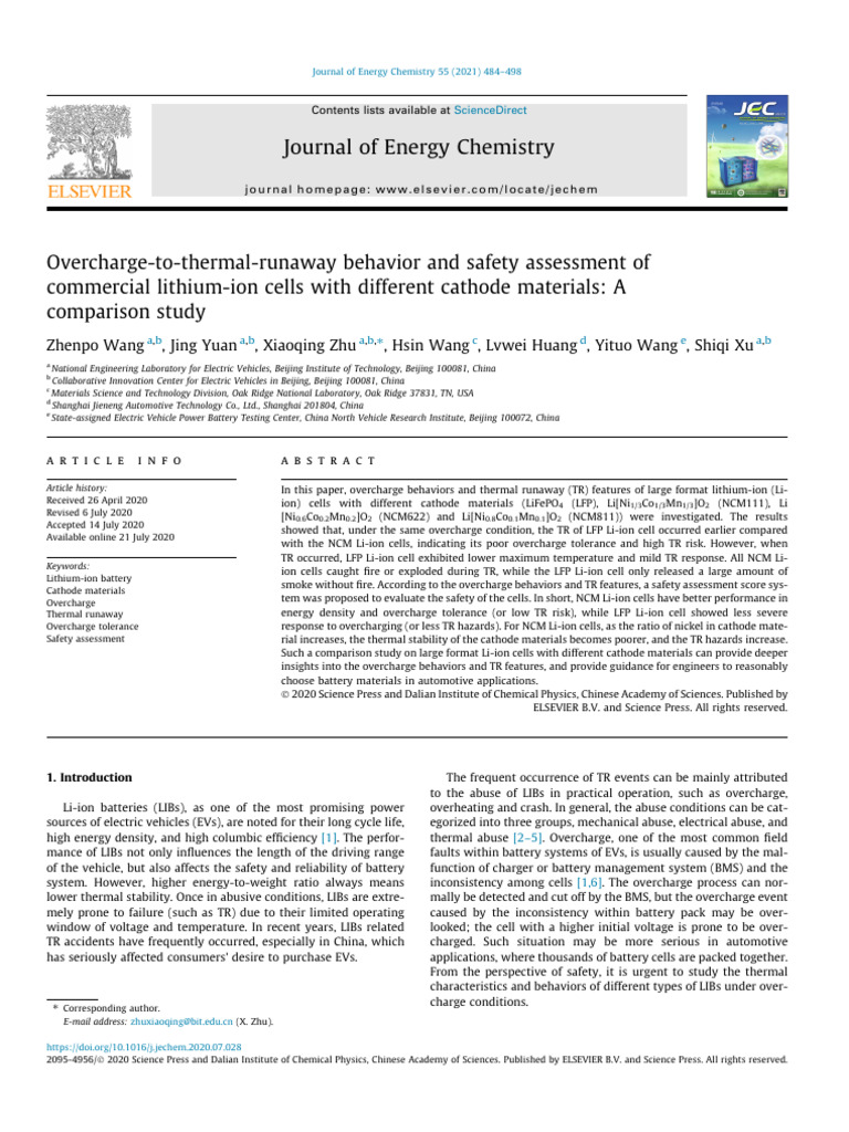 Overcharge To TR Behavior and Safety Assessment of LIB With Different ...