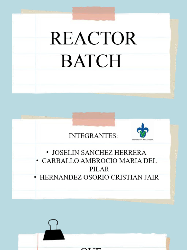 Reactor Batch | Descargar gratis PDF | Reactor Quimico | Ciencias fisicas
