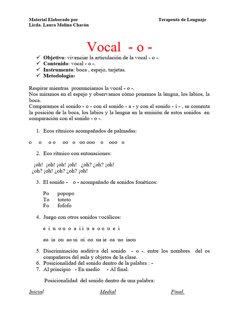Fonema o | Descargar gratis PDF | Voz humana | Comunicación humana