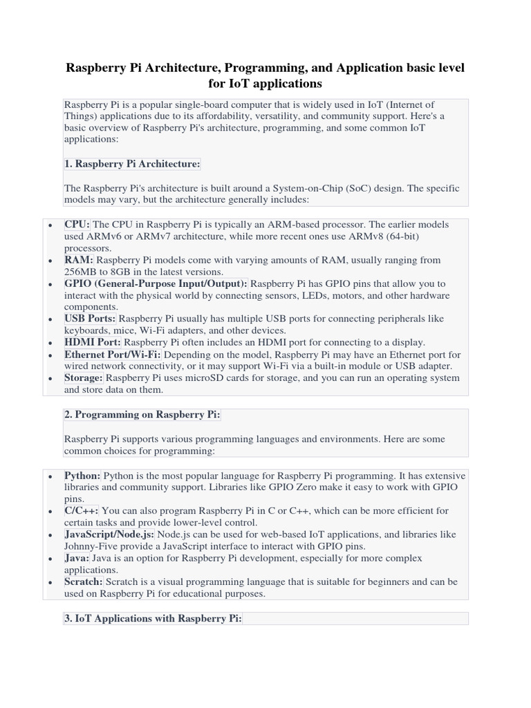 Raspberry Pi | PDF | Raspberry Pi | Internet Of Things