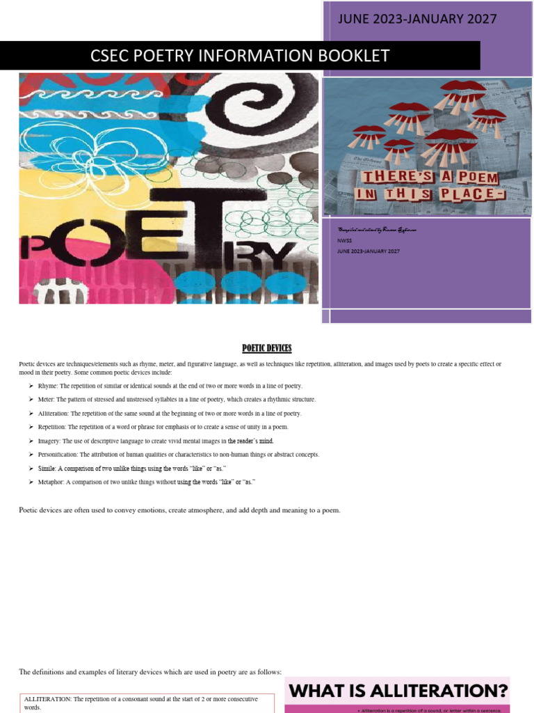 Poetry Study Guide - 055326 | PDF | Poetry | Poetic Devices